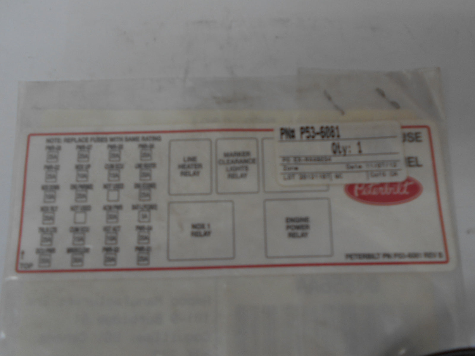 CHASSIS POWER DISTRIBUTION LABEL – Peterbilt of Sioux Falls New and ...